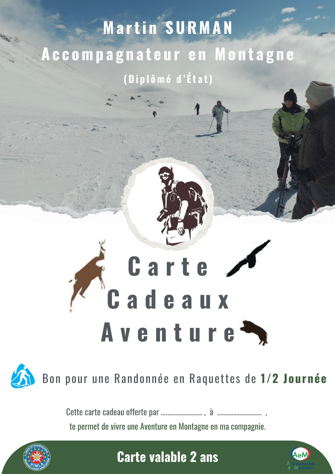 carte cadeaux - Martin Surman accompagnement en montagne